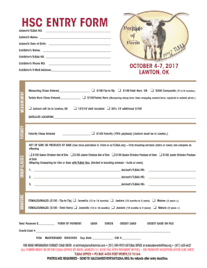 Fillable Online HSC ENTRY FORM Fax Email Print - pdfFiller