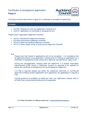 Fillable Online Certificate of acceptance application Fax Email Print ...