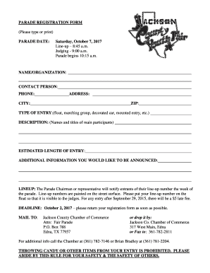 Fillable Online PARADE REGISTRATION FORM - Jackson Fax Email Print ...