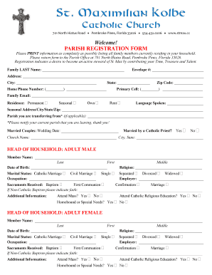 Fillable Online St. Maximilian Kolbe Catholic Church Fax Email Print ...
