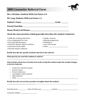 Fillable Online HMS Counselor Referral Form Fax Email Print - pdfFiller