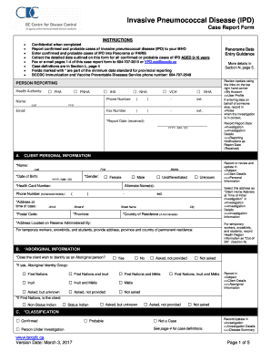 Fillable Online Invasive Pneumococcal Disease (IPD) Fax Email Print ...