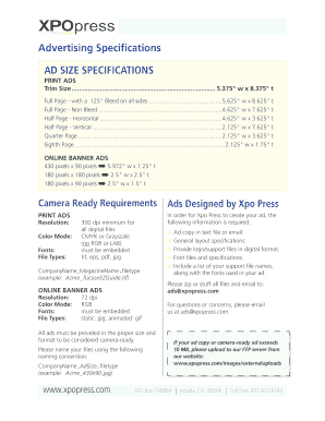 Fillable Online AD SIZE SPECIFICATIONS Fax Email Print - pdfFiller