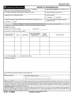 Fillable Online VA Form 27-0820e. Report of Incarceration Fax Email ...