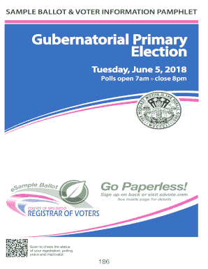 Fillable Online SAMPLE BALLOT & VOTER INFORMATION PAMPHLET ... Fax ...