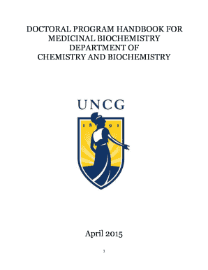 Fillable Online chem uncg DOCTORAL PROGRAM HANDBOOK FOR MEDICINAL ...