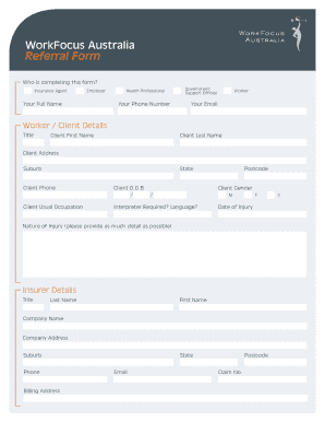 Fillable Online Referral Form - WorkFocus Australia Fax Email Print ...