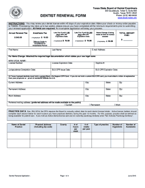Fillable Online Print Dentist Renewal Form Fax Email Print - pdfFiller
