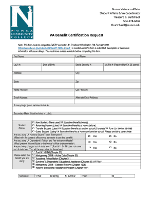 Fillable Online VA Benefit Certification Request Fax Email Print ...