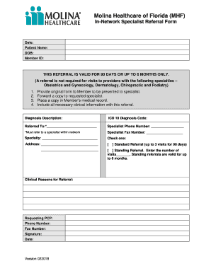Molina Referral Form - Fill Online, Printable, Fillable, Blank | pdfFiller