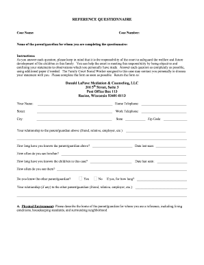 Fillable Online reference questionnaire - DonaldLaFave.com Fax Email ...