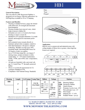 Fillable Online HB1 - Monmouth Lighting Fax Email Print - pdfFiller