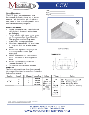 Fillable Online CCW - Monmouth Lighting Fax Email Print - pdfFiller