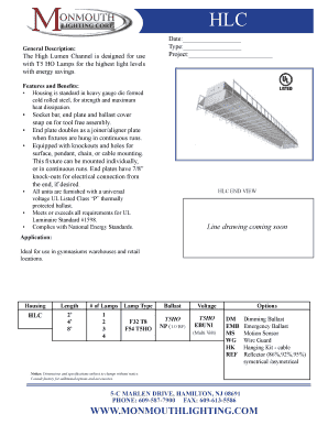 Fillable Online HLC - Monmouth Lighting Fax Email Print - pdfFiller