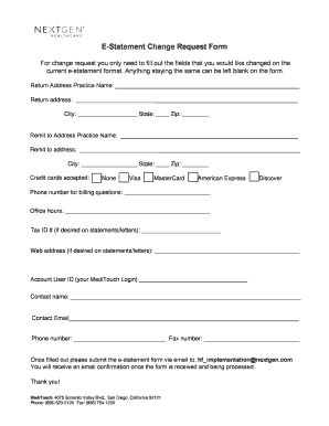 Fillable Online E-Statement Change Request Form Fax Email Print - pdfFiller