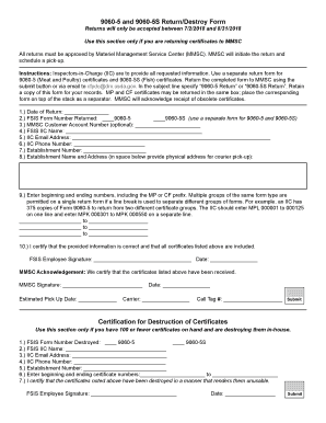 Fillable Online FSIS 9060-5 and 9060-5S Return/Destroy Form Fax Email ...