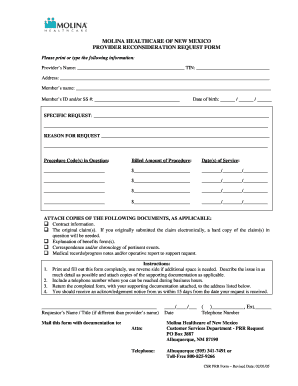 Fillable Online Pvdr Reconsideration Request PRR Form 02-2005 revised ...