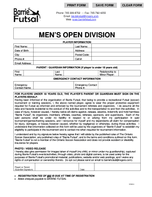 Fillable Online men's open division - Barrie Futsal Fax Email Print ...