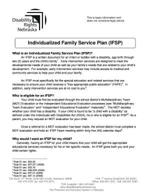 Fillable Online Individualized Family Service Plan (IFSP) - Disability ...