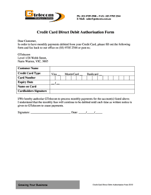 Fillable Online debit authorisation form Fax Email Print - pdfFiller