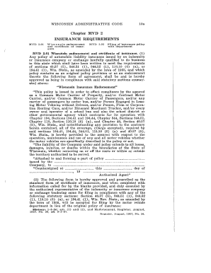 Fillable Online docs legis wisconsin Chapter MVD 2 INSURANCE REQUIREMENTS Fax Email Print ...