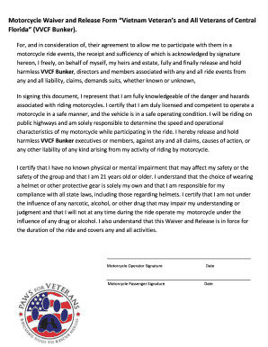 Fillable Online VVCF Bunker Release Form Fax Email Print - pdfFiller