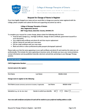 Fillable Online Request for Change of Name in Register Fax Email Print ...