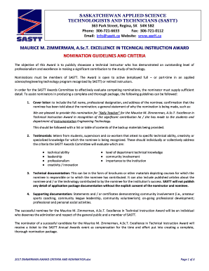 Fillable Online excellence in technical instruction award application form - SASTT Fax Email ...