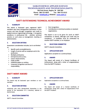 Fillable Online award application form - SASTT Fax Email Print - pdfFiller