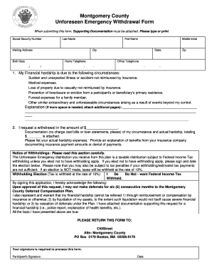 Fillable Online Unforeseen Emergency.PDF Fax Email Print - pdfFiller