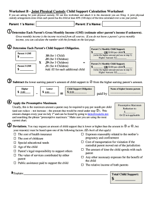 Fillable Online Worksheet A -Primary Physical Custody Child Support ...