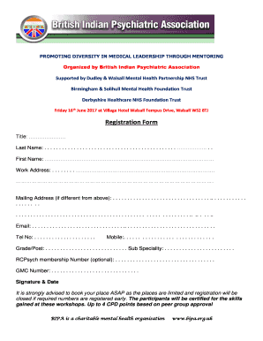 Fillable Online bipa org Registration Form - British Indian Psychiatric ...