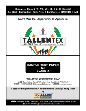 Tallentex Sample Paper - Fill Online, Printable, Fillable, Blank ...