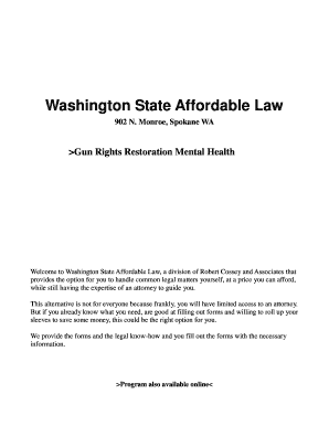 Fillable Online Washington State Affordable Law - Robert Cossey Fax ...