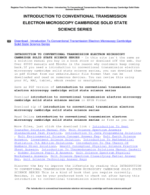 Fillable Online Introduction To Conventional Transmission Electron ...