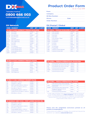 Fillable Online DX Product Order Form - DX Mail Fax Email Print - pdfFiller