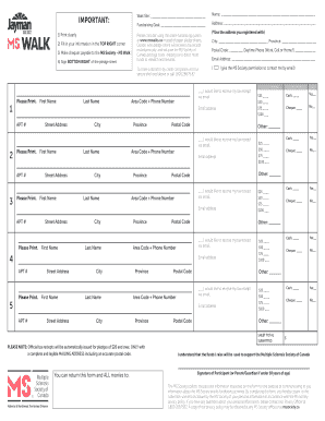 Fillable Online Walk Pledge Sheet Fax Email Print - pdfFiller