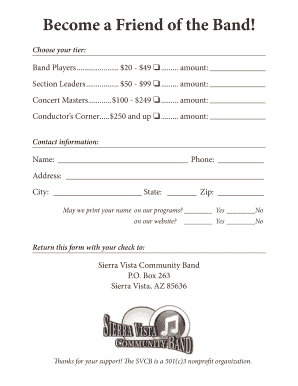 Fillable Online sierra vista community band Fax Email Print - pdfFiller