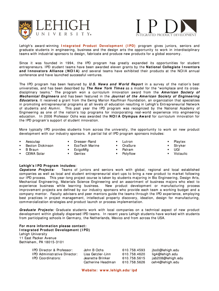 Fillable Online IPD - Technical Entrepreneurship Fax Email Print ...