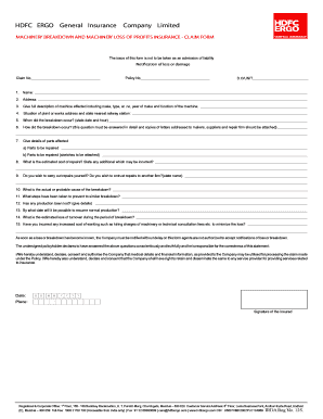 Fillable Online Machinery Breakdown Claim Forms Fax Email Print - pdfFiller