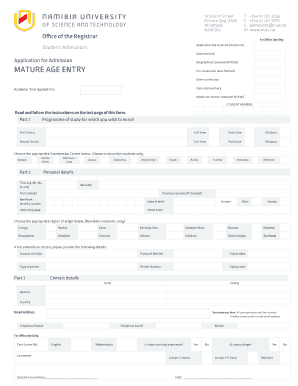 Fillable Online MATURE AGE APPLICATION FORM 2019.docx Fax Email Print ...