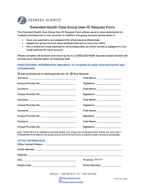 Fillable Online Extended Health Care Group User ID Request Form Fax Email Print - pdfFiller
