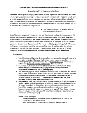 Fillable Online The World Culture Multi-Genre Research Project Fax ...