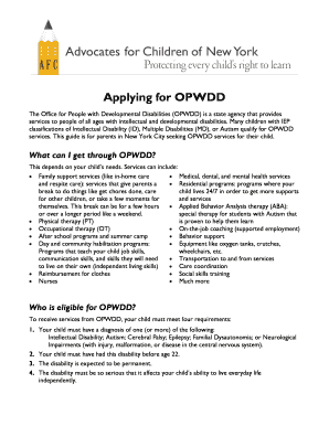 Fillable Online Applying for OPWDD Fax Email Print - pdfFiller