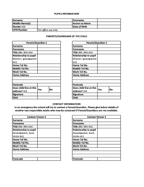Fillable Online PUPILS INFORMATION Fax Email Print - pdfFiller
