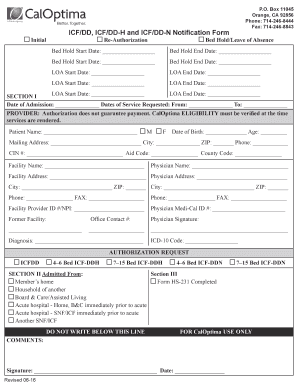 Fillable Online ICF/DD, ICF/DD-H and ICF/DD-N Notification Form Fax ...