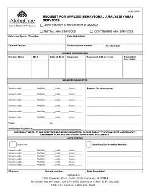 Fillable Online Forms - AlohaCare Fax Email Print - pdfFiller