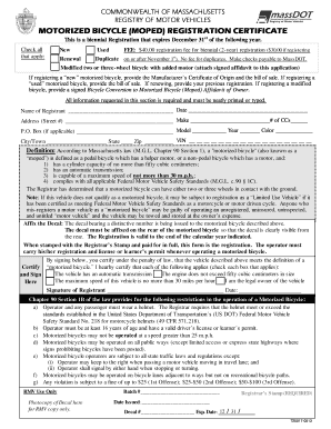 Fillable Online MOTORIZED BICYCLE (MOPED) REGISTRATION CERTIFICATE Fax ...