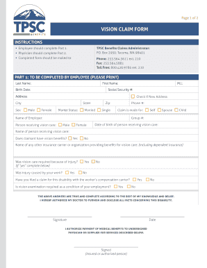 Fillable Online Out of Network Vision Services Claim Form Claim Form ...
