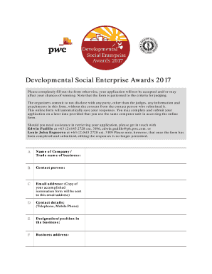 Fillable Online DSEA 2017 Application Form - Developmental Social ...